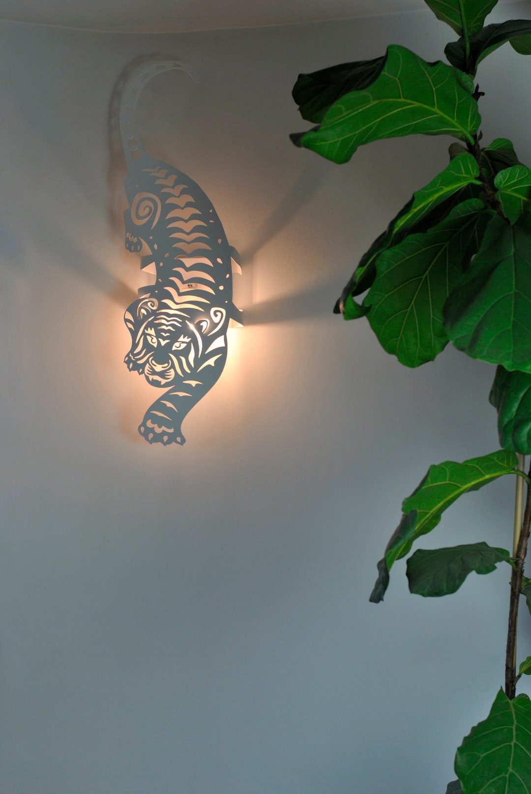 Wall Lamp WHITE TIGER, Steel Sconce, Animal Wall Ligh, Unique Lamp - Etsy