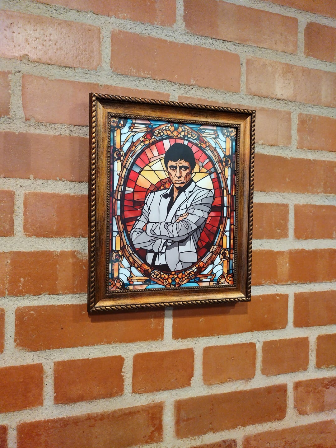 Tony Montana Scarface Stained Glass Style Framed Art Print by Neon ...