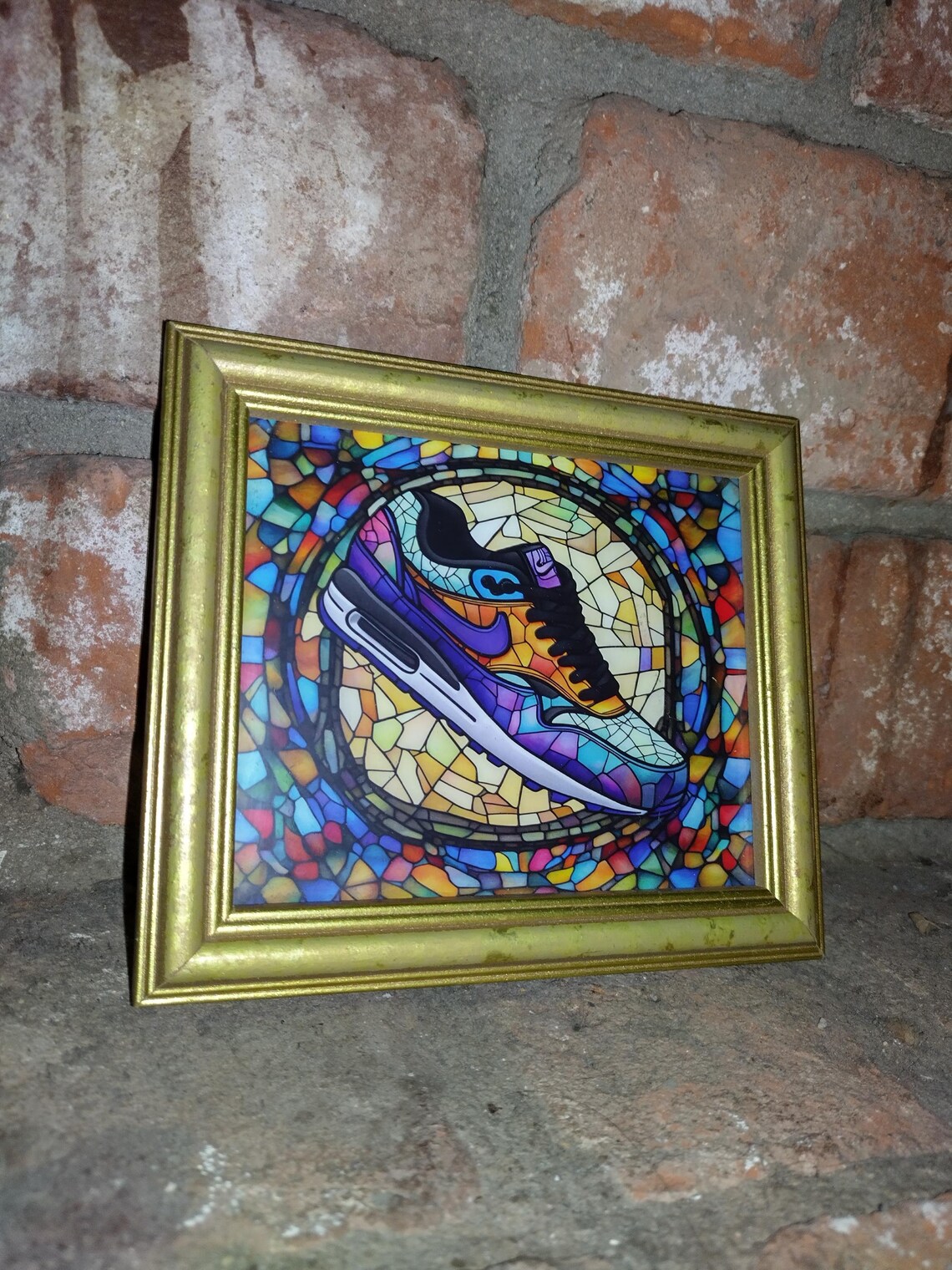 Nike Air Max Stained Glass Style Framed Art Print by Neon Nicho - Etsy