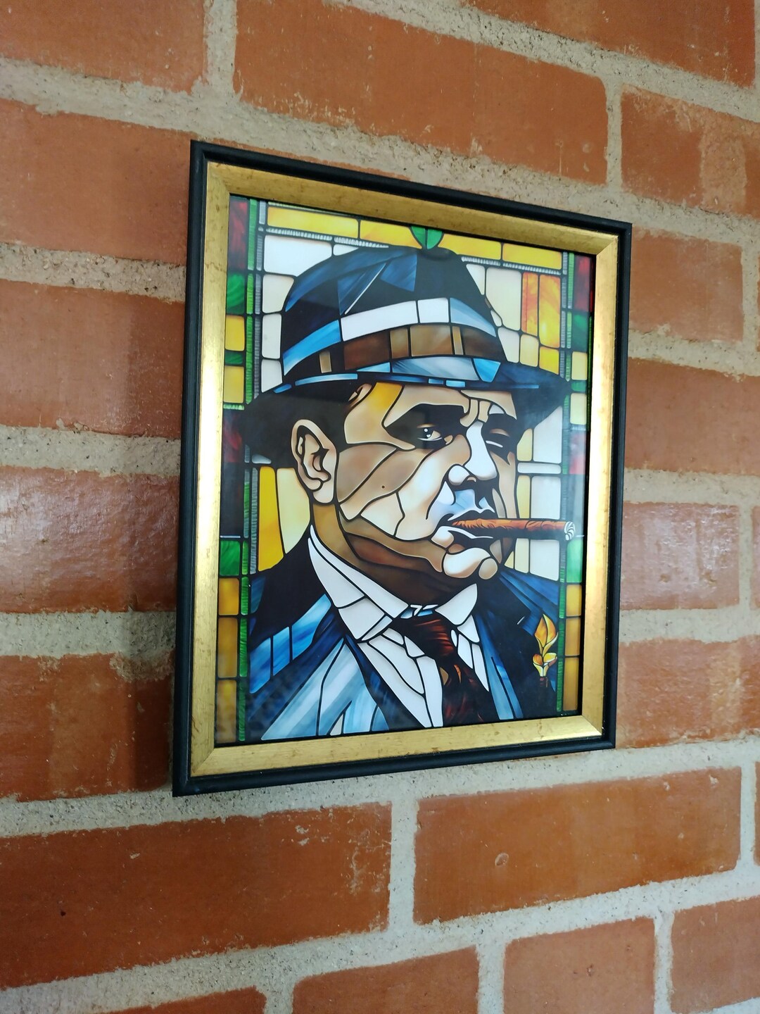Al Capone Stained Glass Style Framed Art Print by Neon Nicho - Etsy