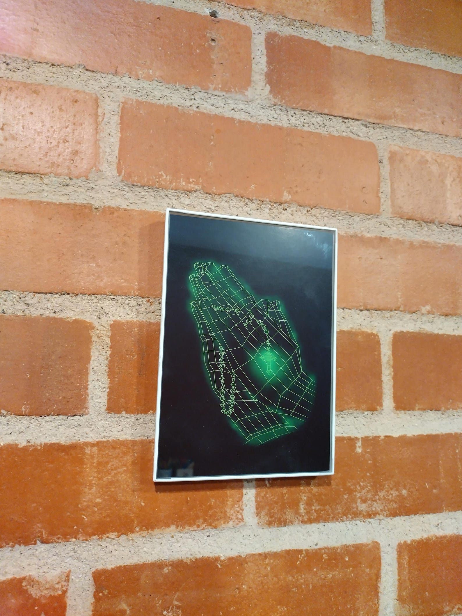 Neon Praying Hands With Rosary Futuristic Cyberpunk Vaporwave Framed ...