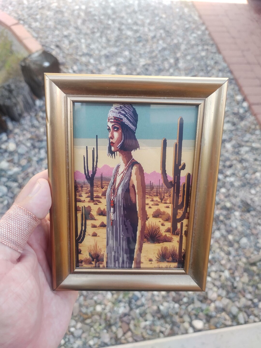 8 Bit Flapper Gypsy in Desert Framed Mini Art Print by Neon Nicho - Etsy