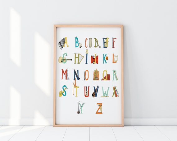 Alphabet Poster ABC Wall Art Elementary Teacher Gift Music | Etsy