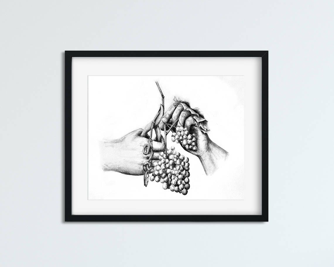 Vineyard Art Winery Print Kitchen Wall Art Grapevine Art - Etsy