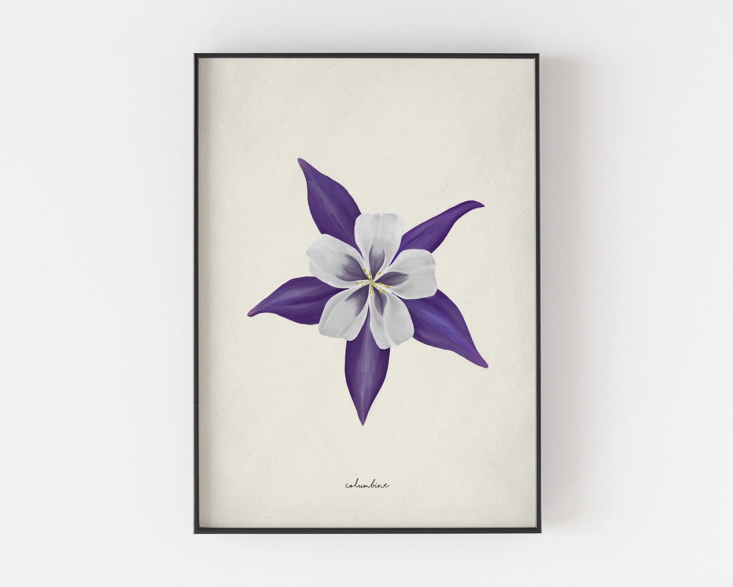 Columbine Art Colorado State Flower Art Wildflower Art | Etsy