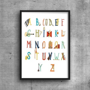 Alphabet Poster, ABC Wall Art, Elementary Teacher Gift, Music Nursery ...