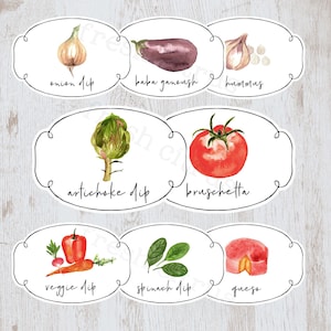 Appetizer Labels Dips Printable Instant Download - Etsy