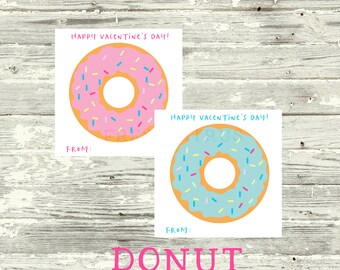 Donut Valentine's Day Card Kids Classroom Valentine | Etsy