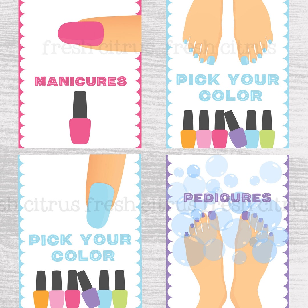 Spa Party Signs Manicure, Pedicure, Facial, Meditation Pretend Play ...