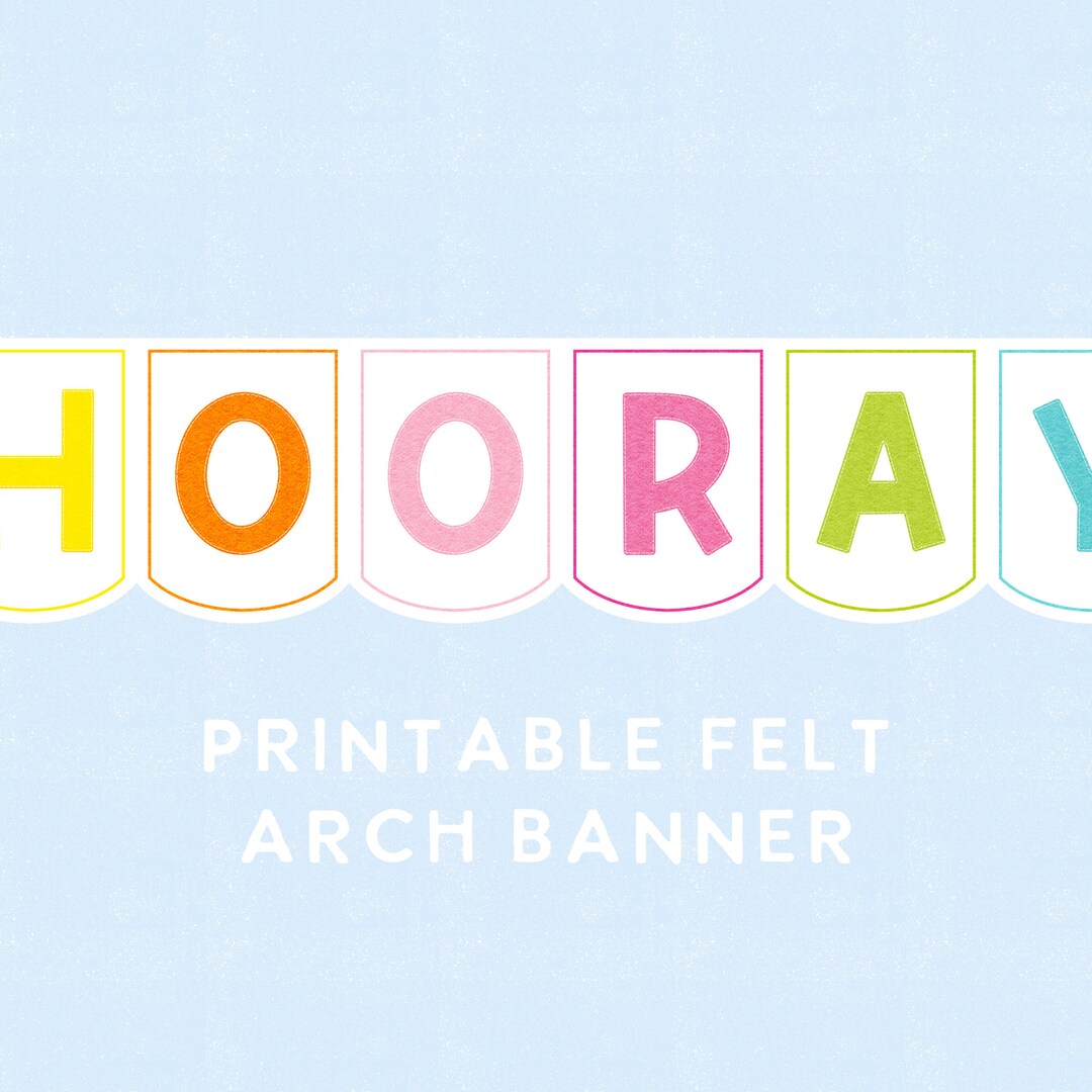 Hooray Felt Banner Arch With Stitching Printable Instant Download - Etsy