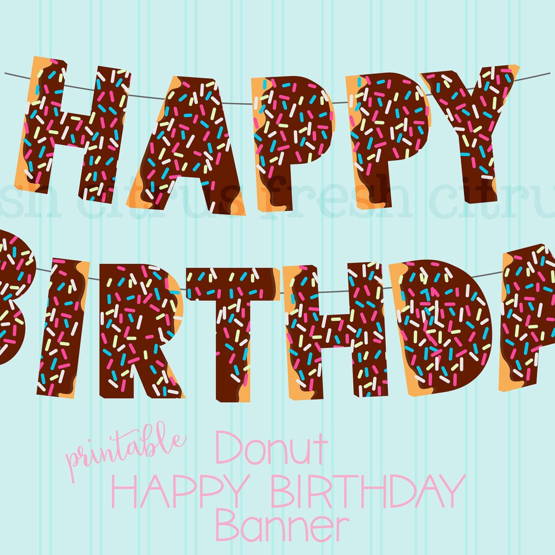Donut HAPPY BIRTHDAY Banner Printable Instant Download - Etsy
