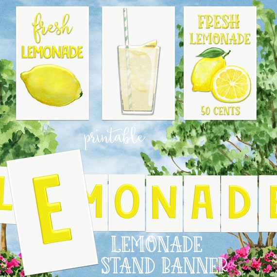 Lemonade Banner Enamel Look Farmhouse Lemonade Stand and Party - Etsy