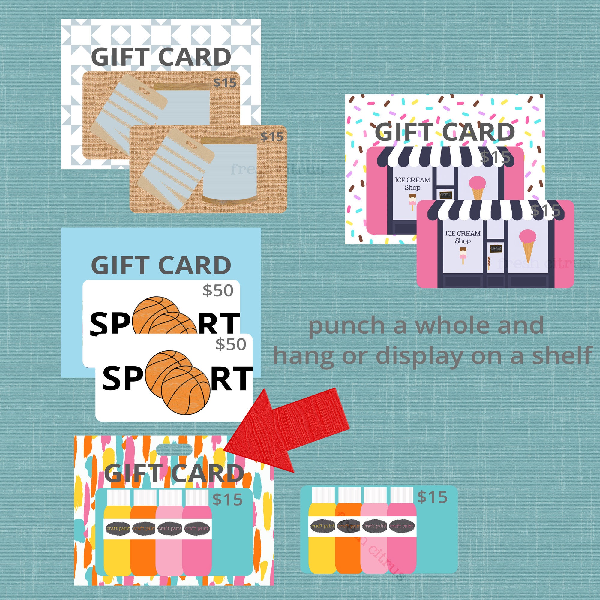 Pretend Play Gift Cards for Grocery Store Dramatic Play Market Display ...