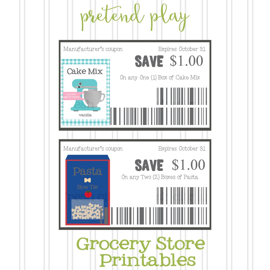 Grocery Store Printables Pretend Play Market Printable Instant | Etsy