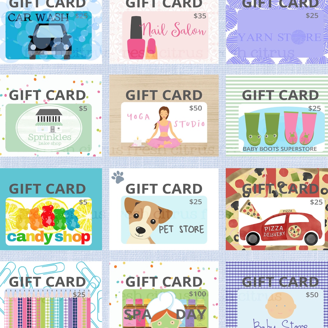Gift Cards for Pretend Play Grocery Store Market Display Set 2 ...