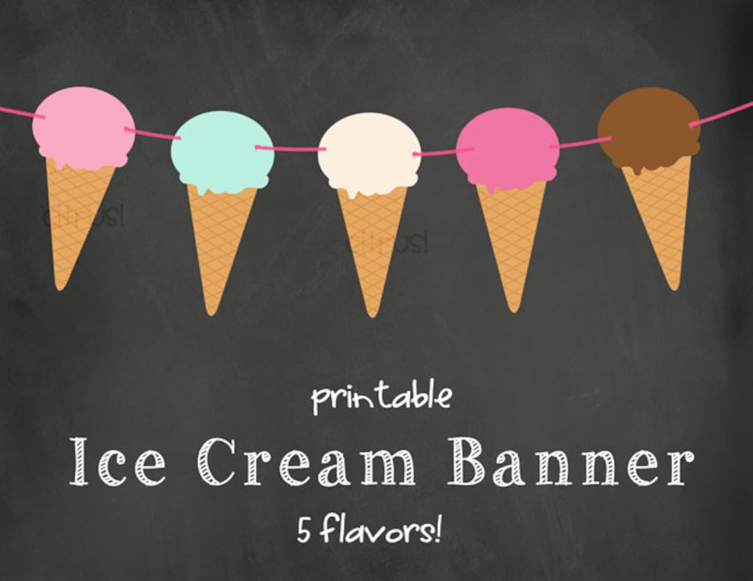 Ice Cream Cones Banner: Printable Party Decoration (PDF) - Etsy
