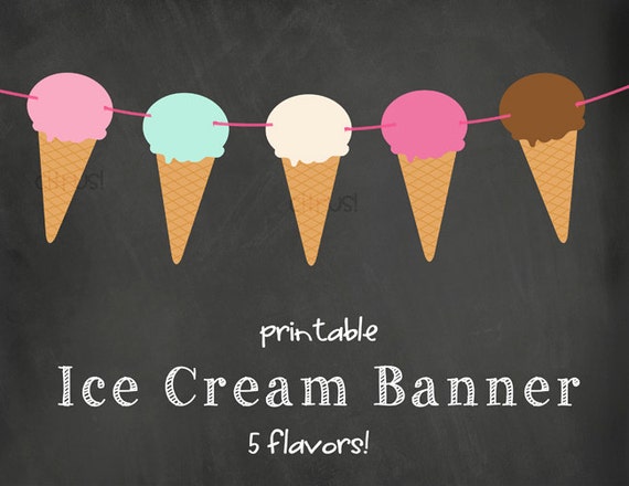 Ice Cream Cones Banner printable ice cream party ice cream | Etsy