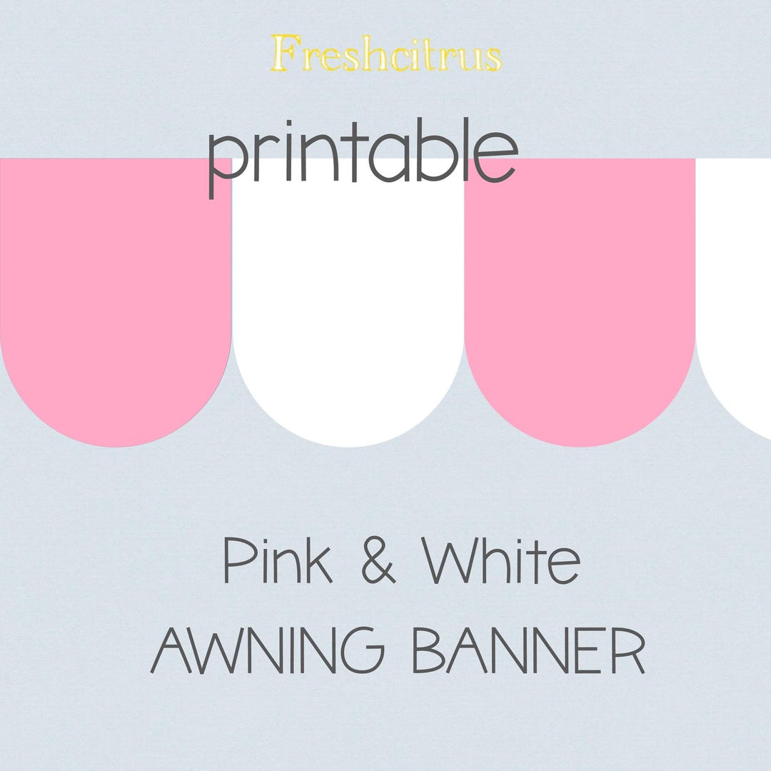 Pink and White Awning Banner Printable Instant Download - Etsy