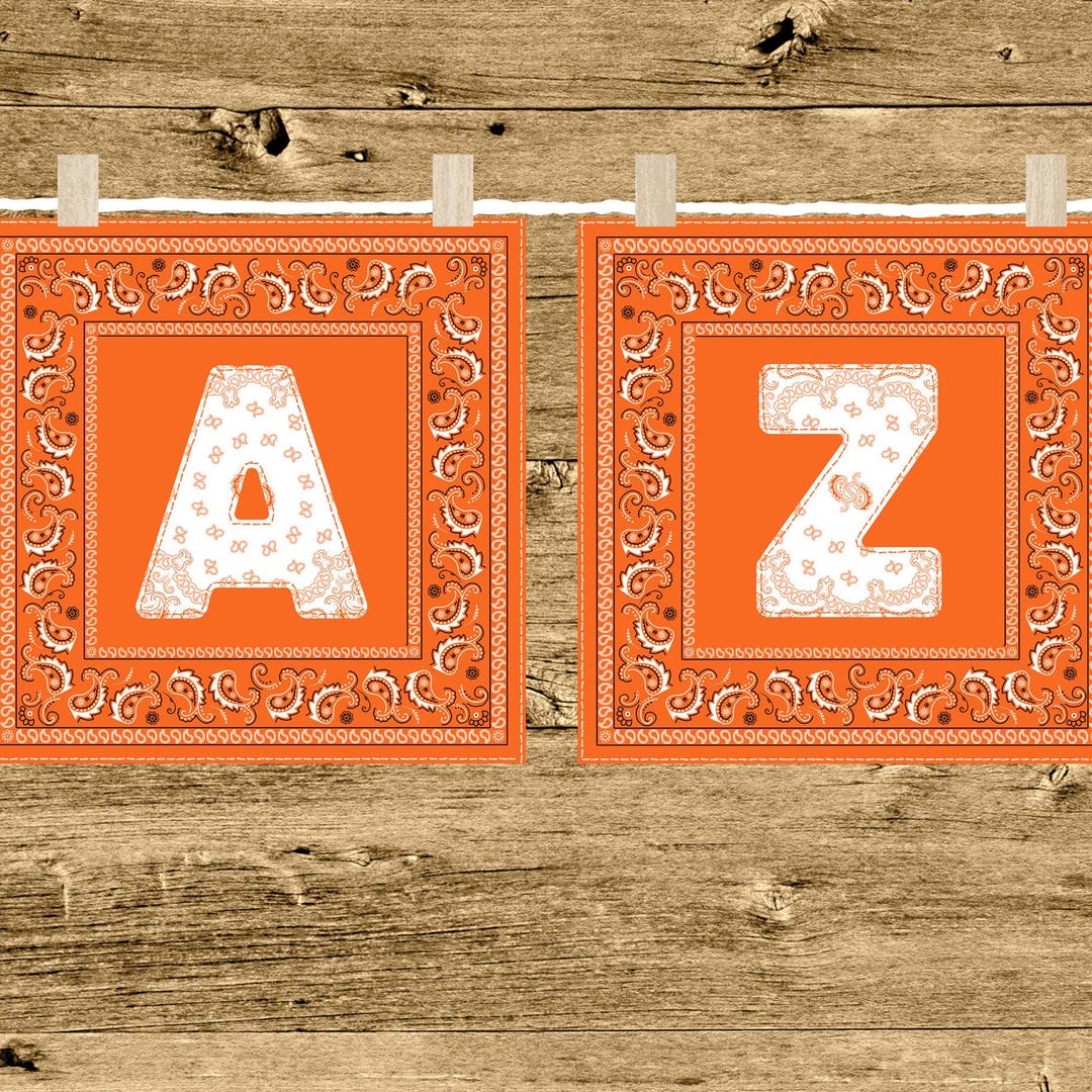 Bandana Alphabet Banner Orange Printable Instant Download - Etsy