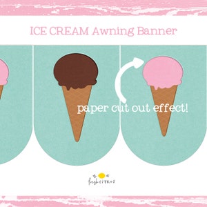 Ice Cream Awning Banner Ice Cream Party or Pretend Play Chocolate ...