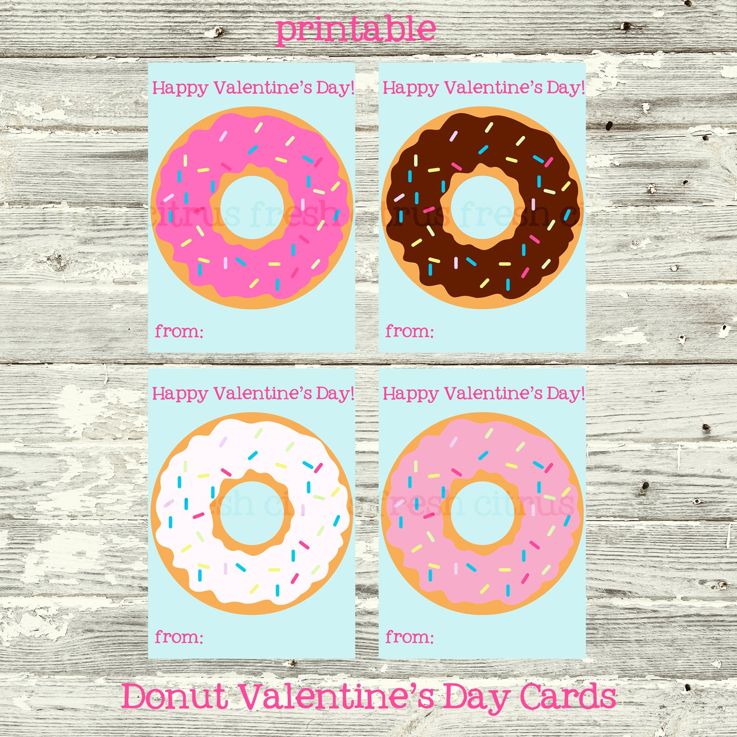 Donut Valentine's Day Card Kids Classroom Valentine | Etsy