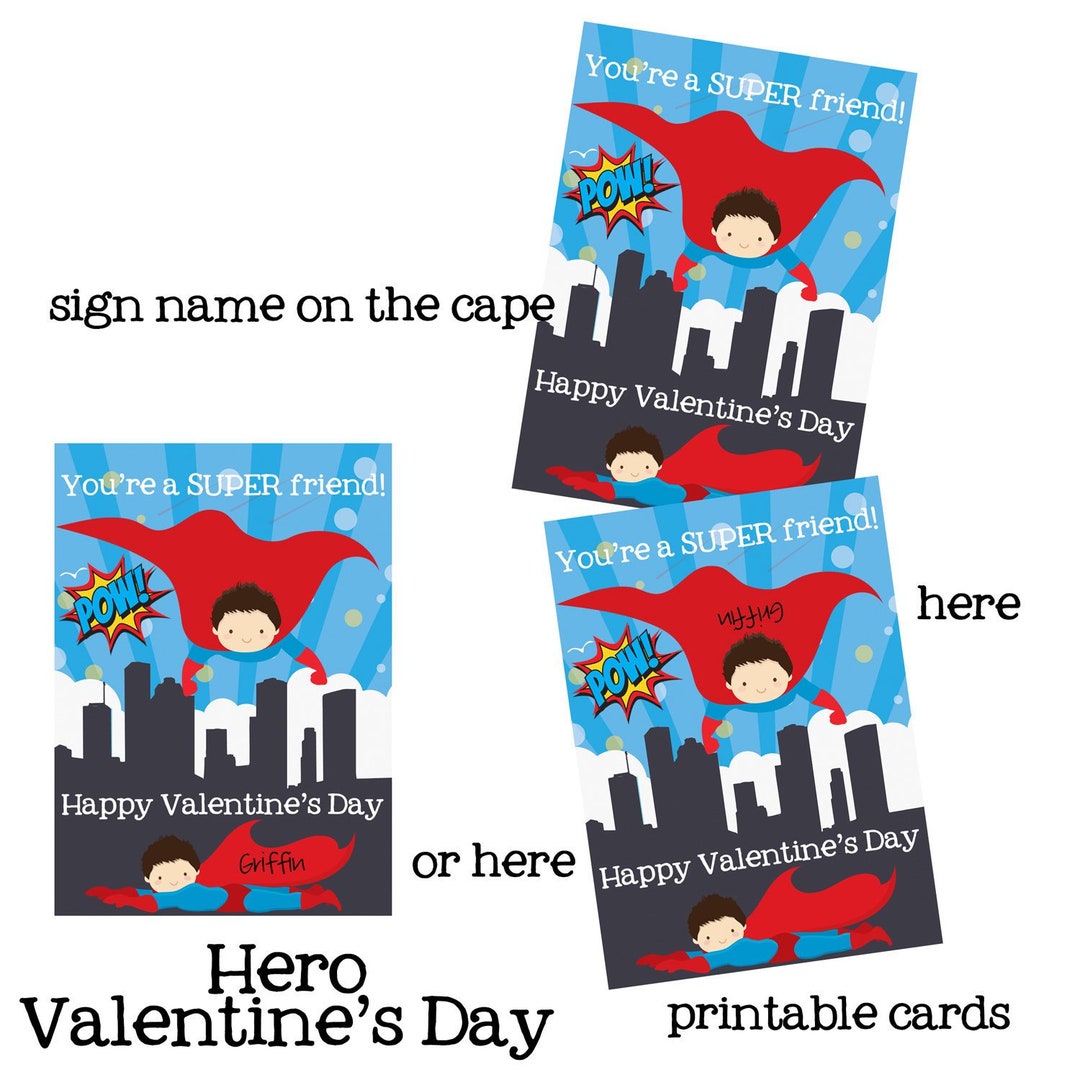 Hero Valentine's Day Card Kids Classroom Valentine You're a Super ...