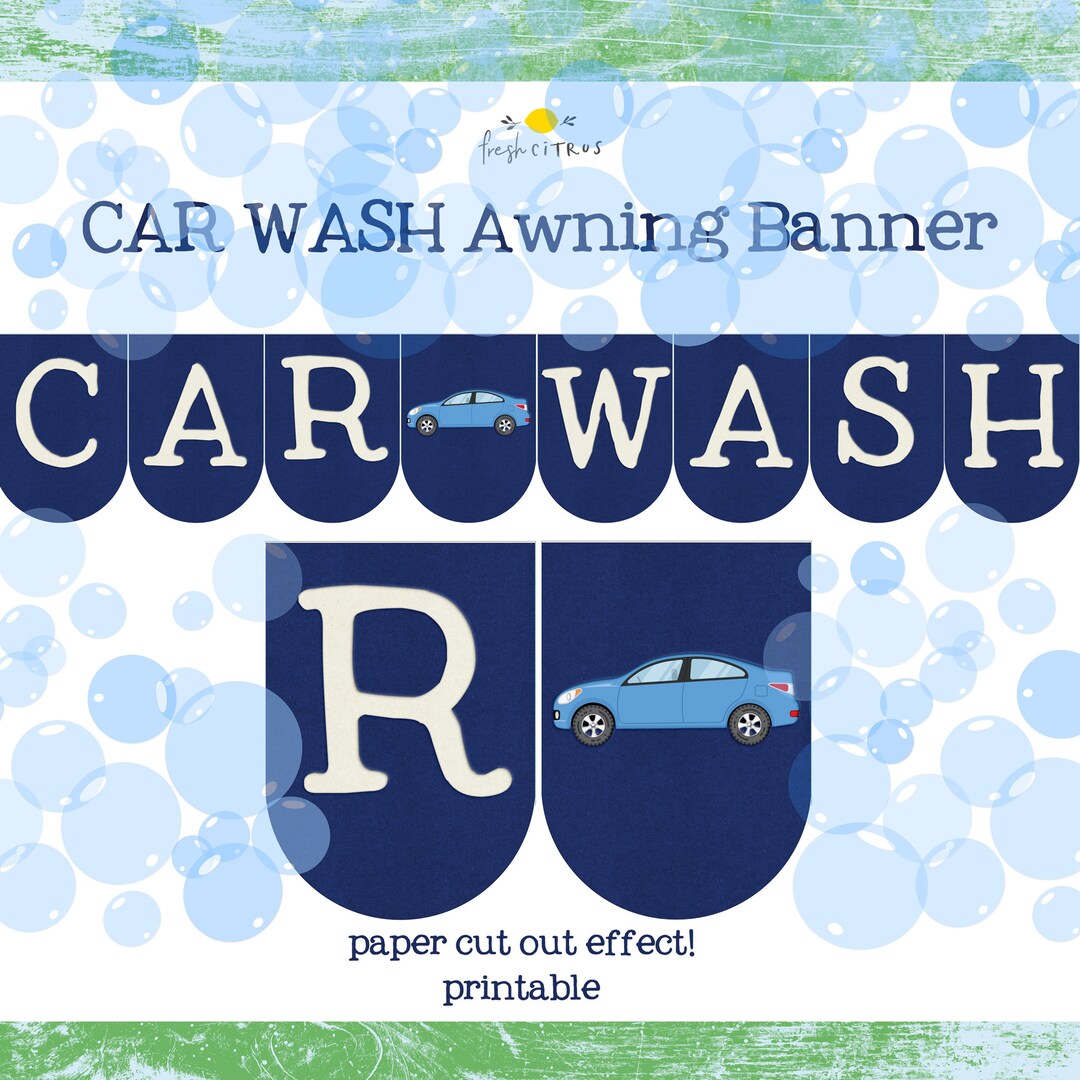 Car Wash Awning Banner Car Wash Sign Decoration Printable Instant ...