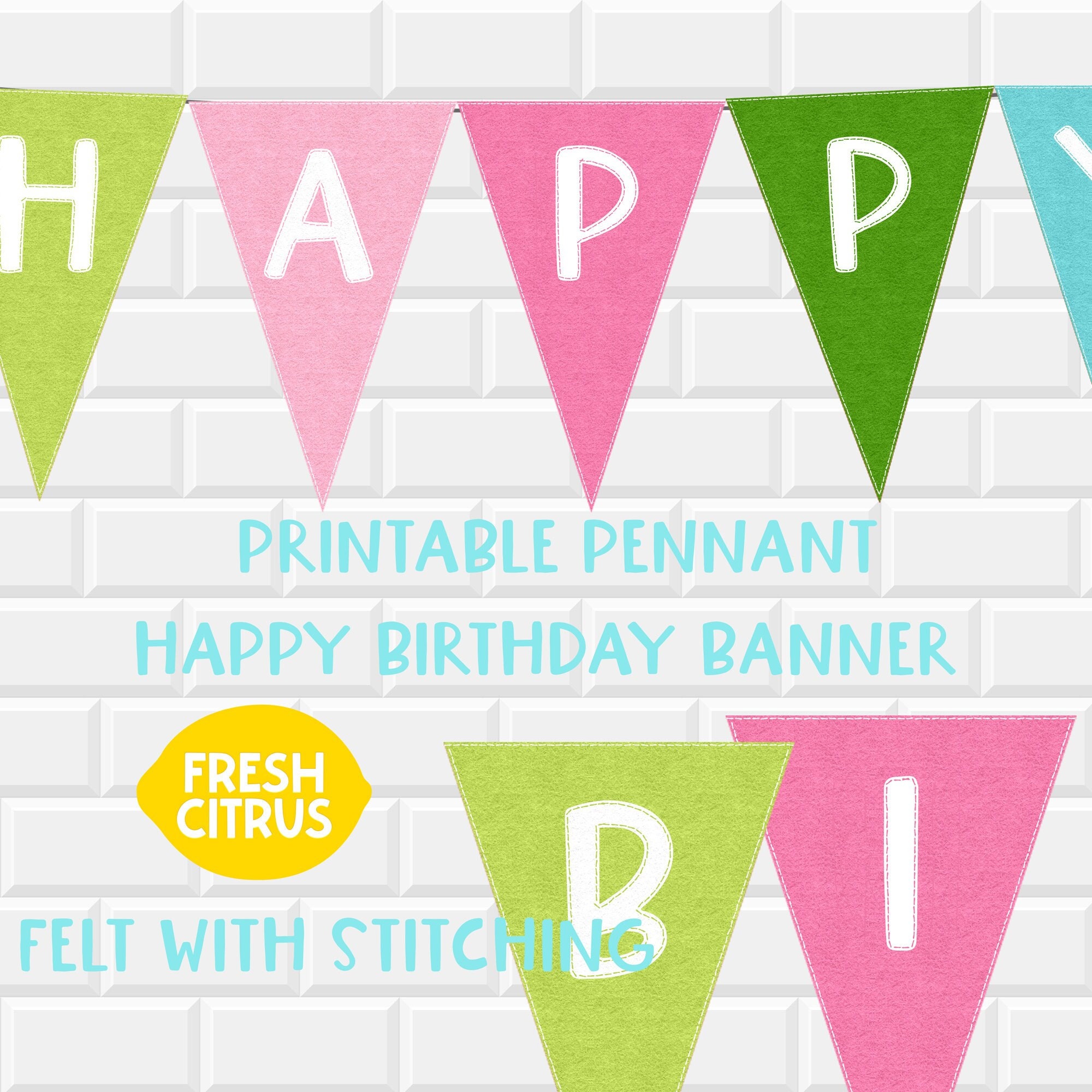 Felt Pennant HAPPY BIRTHDAY Banner Printable Instant Download - Etsy