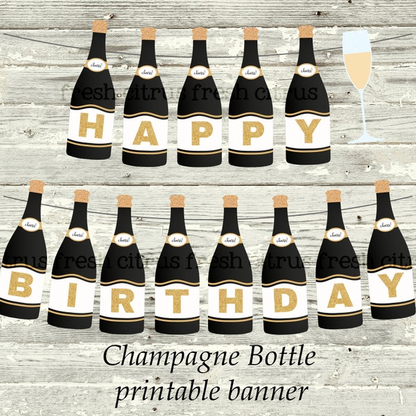 Happy Birthday Champagne Bottle - Etsy