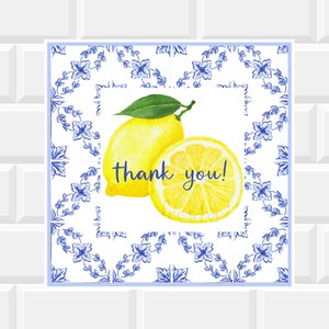 Lemonade Banner Blue and White Tiles Printable Lemonade Stand and Party ...