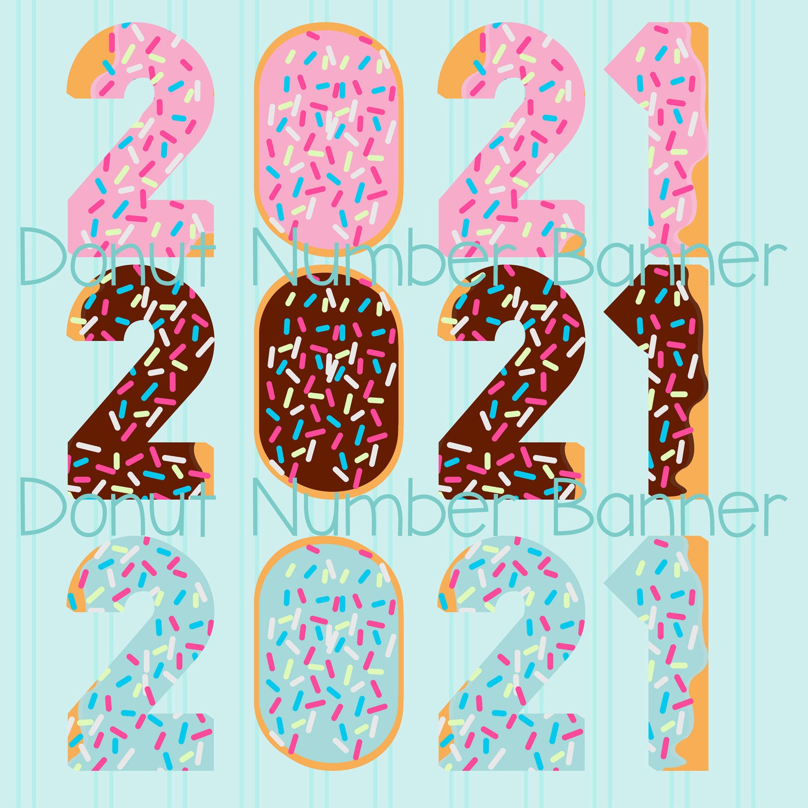 Donut Numbers Banner Printable Instant Download - Etsy