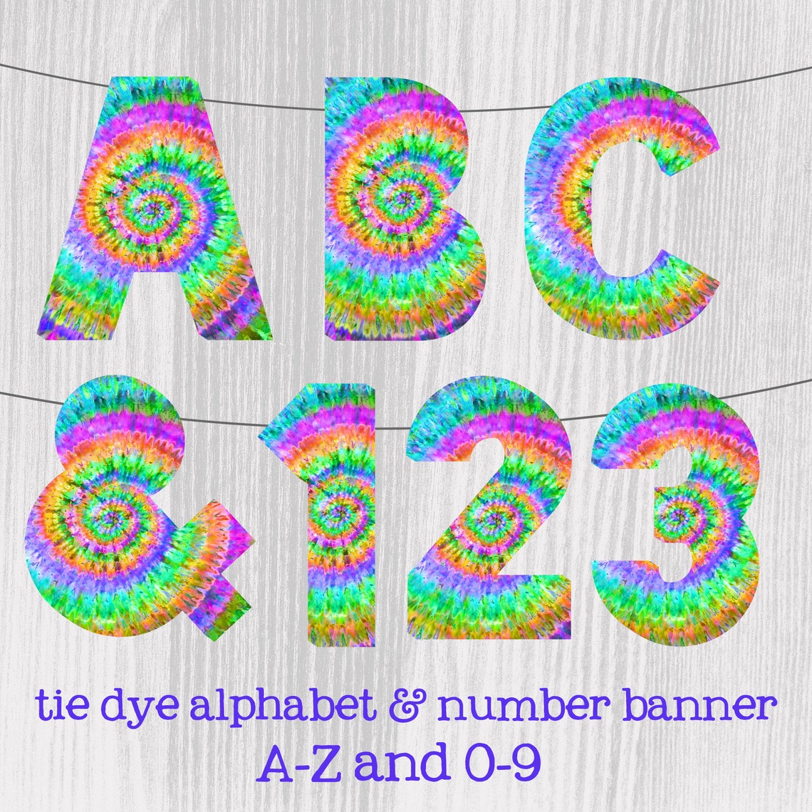Tie Dye Alphabet and Number Banner Tie Dye Party Decoration | Etsy