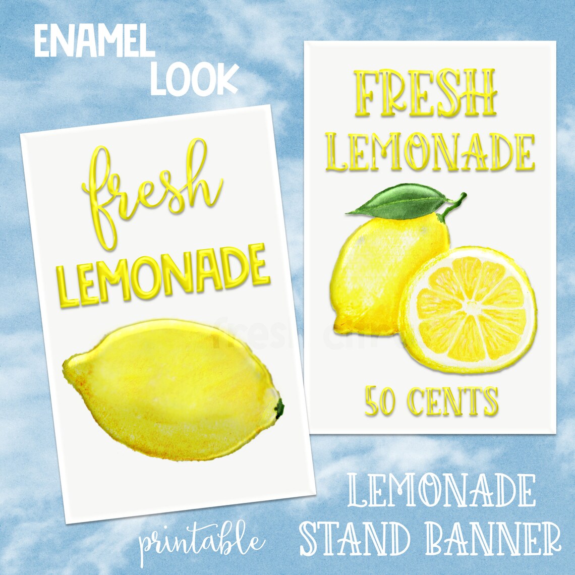 Lemonade Banner Enamel Look Farmhouse Lemonade Stand and Party - Etsy