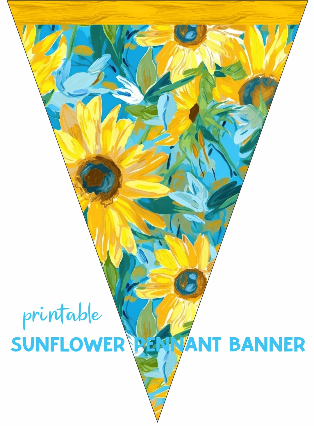 Sunflower Pennant Banner Painted Flowers Printable Instant Download - Etsy