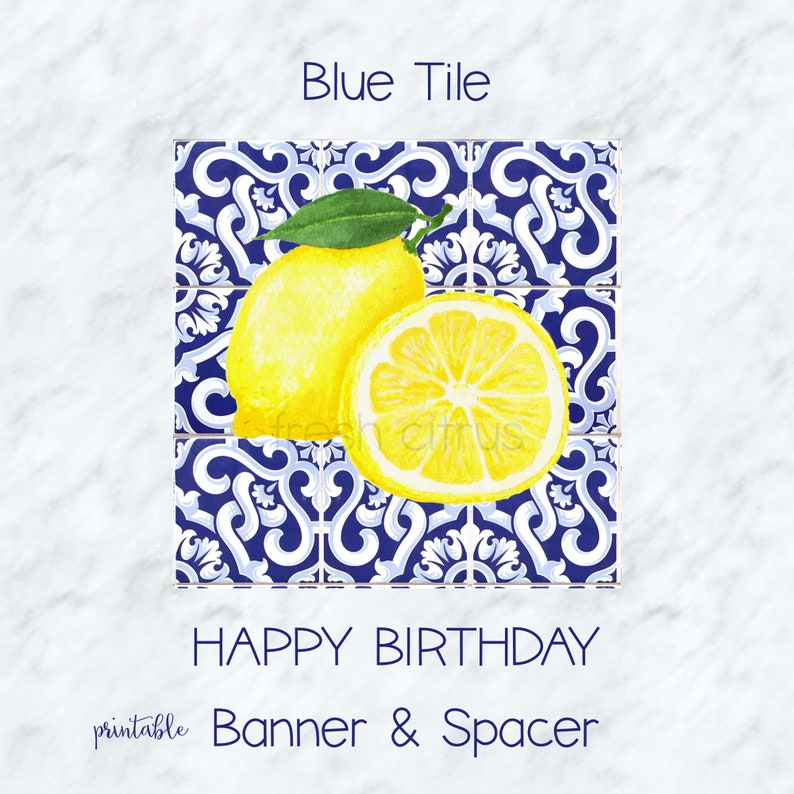 Amalfi Coast Mediterranean Tile Blue Tiles Happy Birthday | Etsy Australia