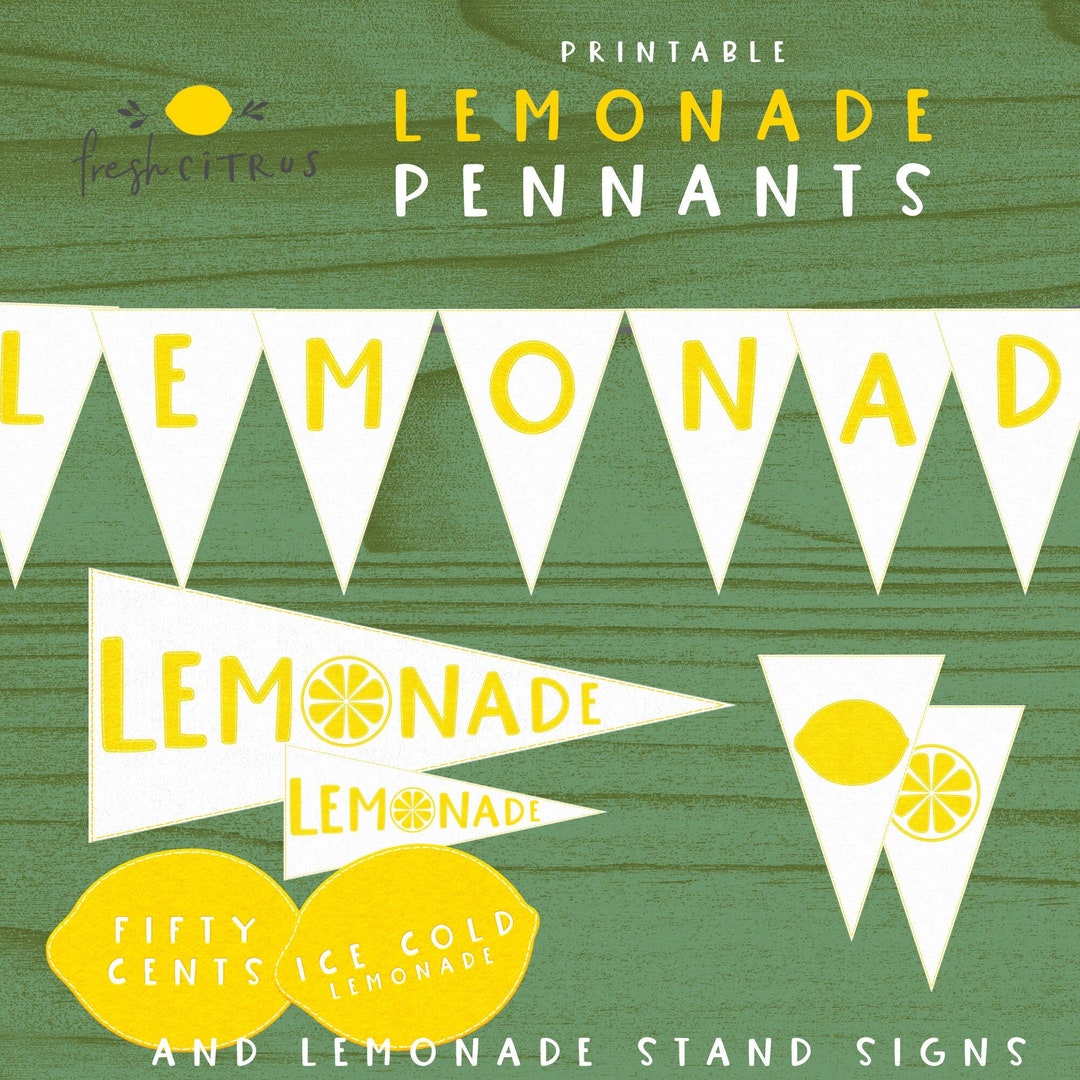 Lemonade Stand Pennant Banner: Felt Look Printable Signs (PDF Download ...