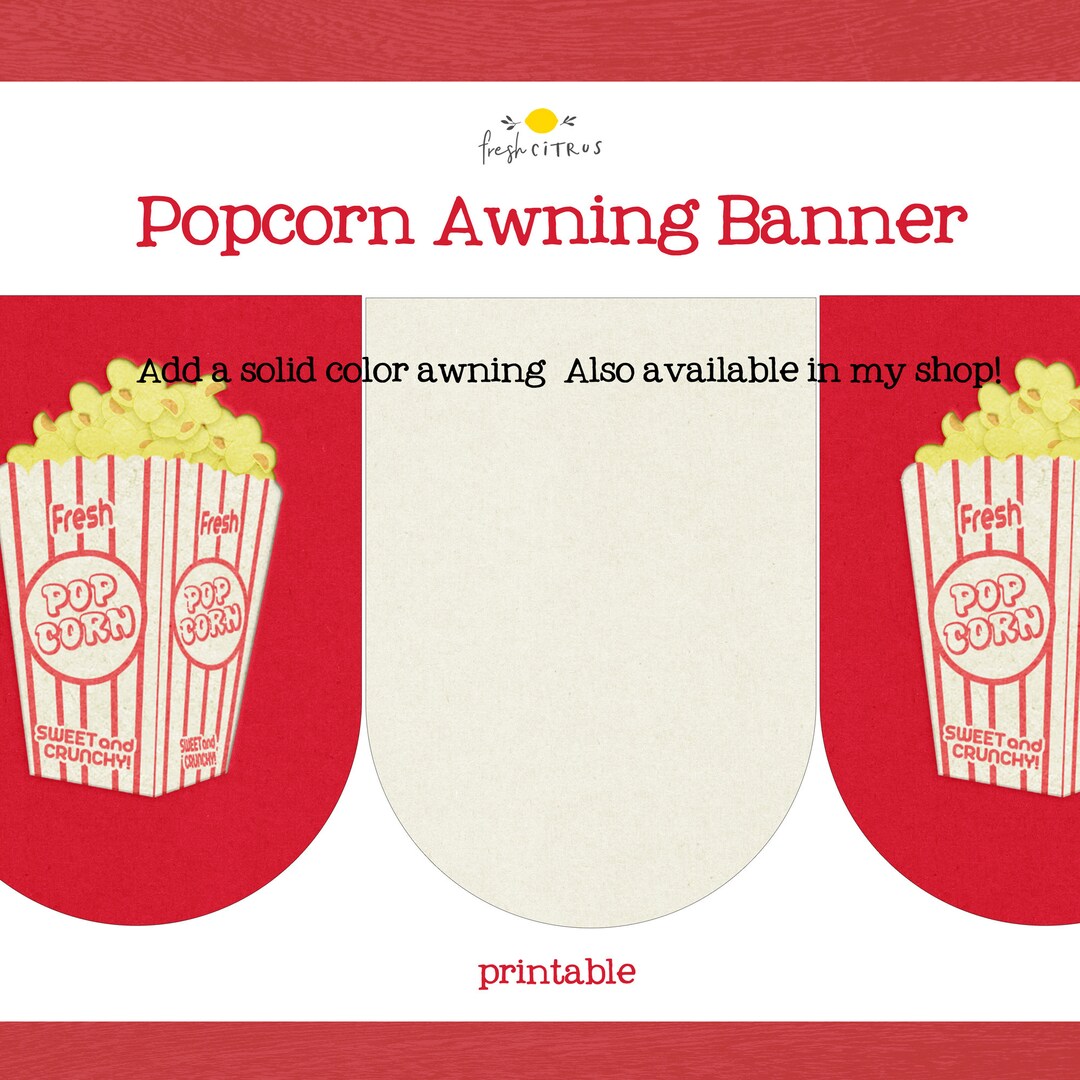 Popcorn Awning Banner Popcorn Sign Movie Party Decoration - Etsy