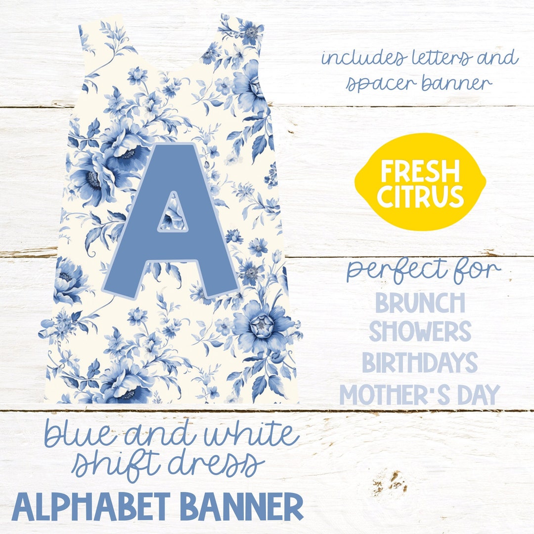 Blue and White Floral Chinoiserie Floral French Toile Shift Dress ...