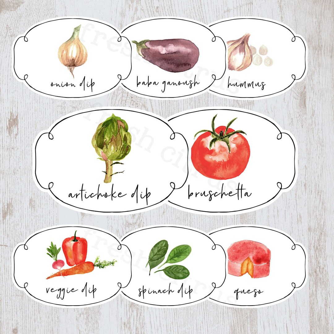 Appetizer Labels Dips Printable Instant Download - Etsy