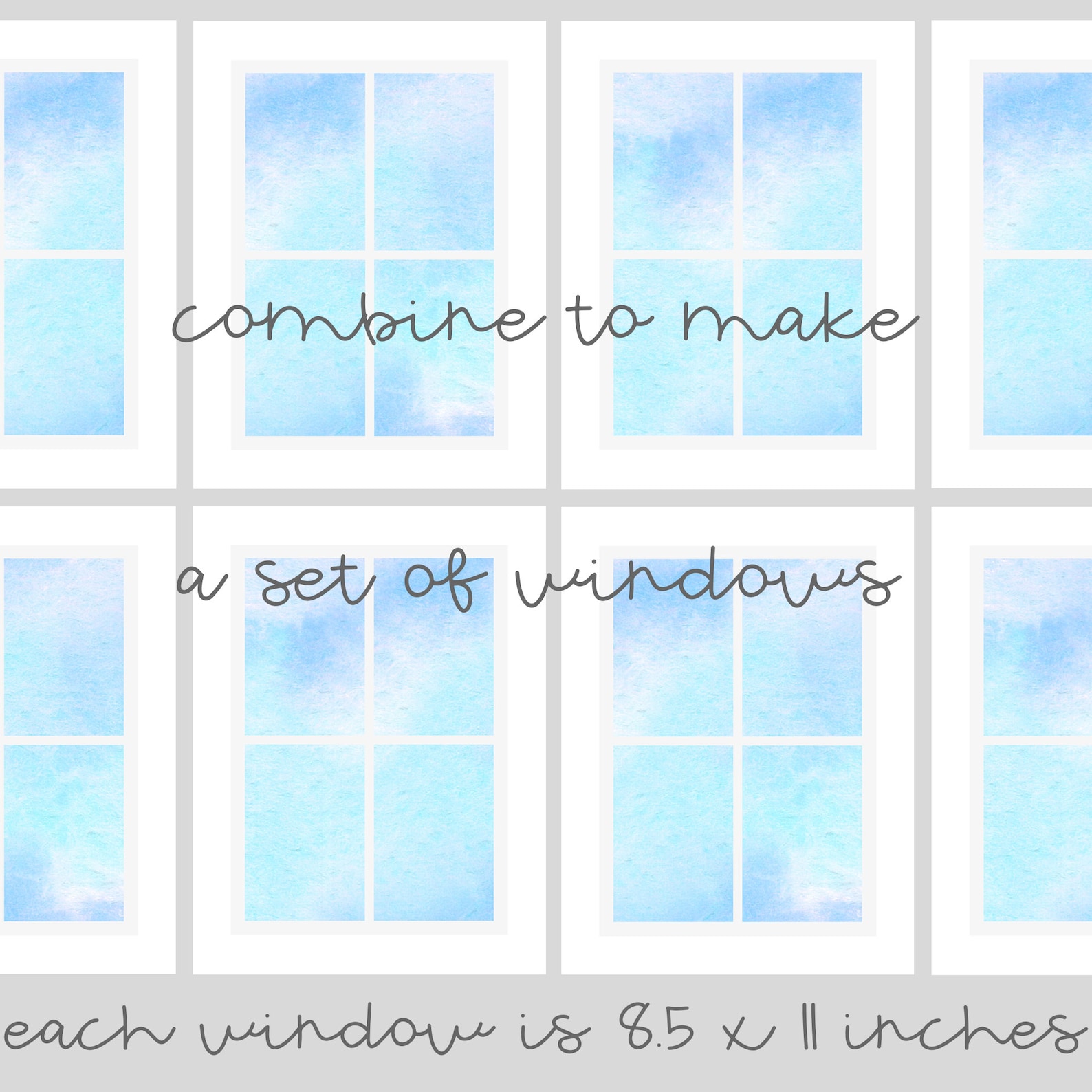 Windows for Pretend Play Blue Sky and Clouds Printable Instant Download ...