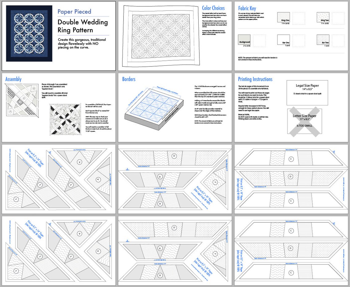 Paper Pieced Double Wedding Ring Pattern Digital - Etsy