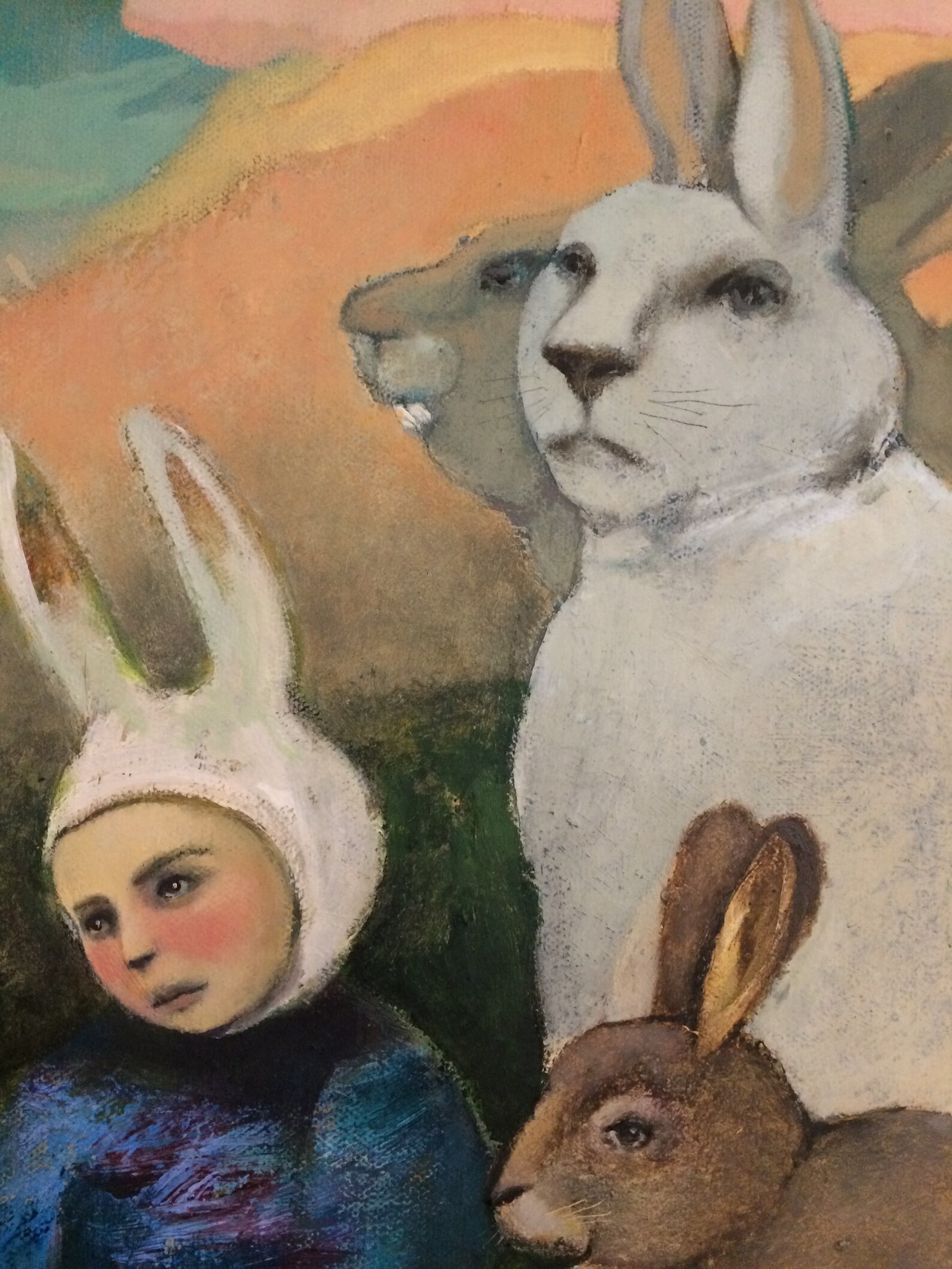 Whimsical Rabbit Bunny Art Print Surreal Art Print Nursery - Etsy