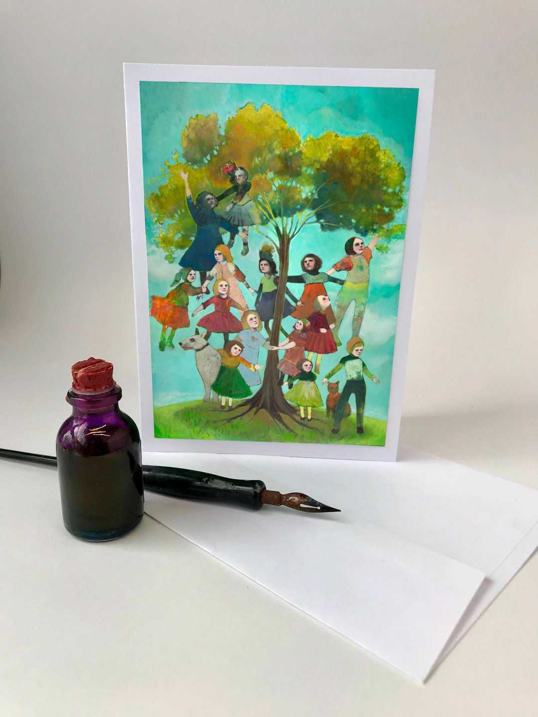 Family Tree Art Card: "uplifted" Whimsical Greeting Card - Etsy