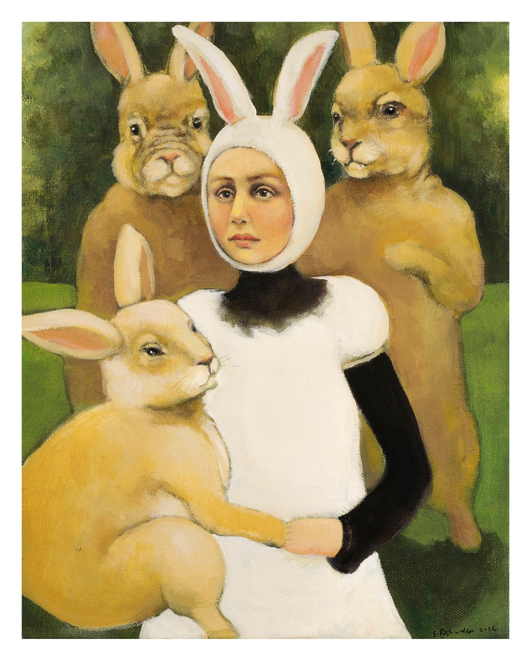 Bunny Art Print, Rabbit Art, Whimsical Animal Art, Farm Animal Print ...