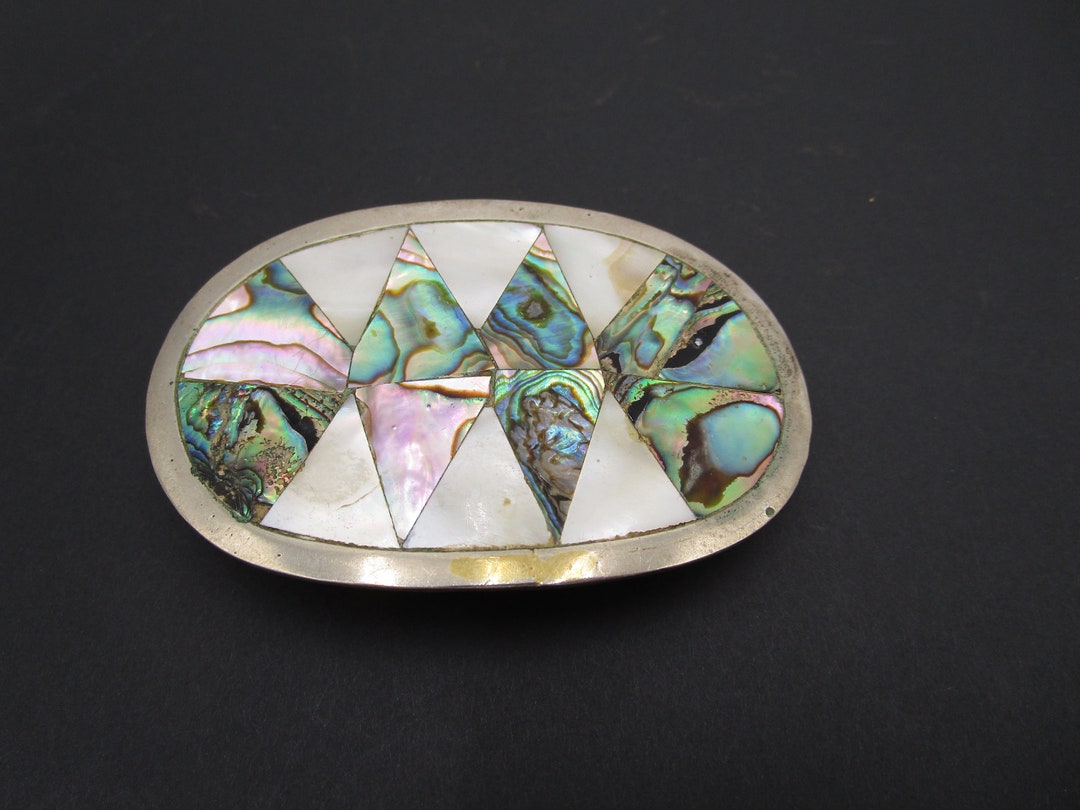 Abalone Silver-tone Belt Buckle - Etsy