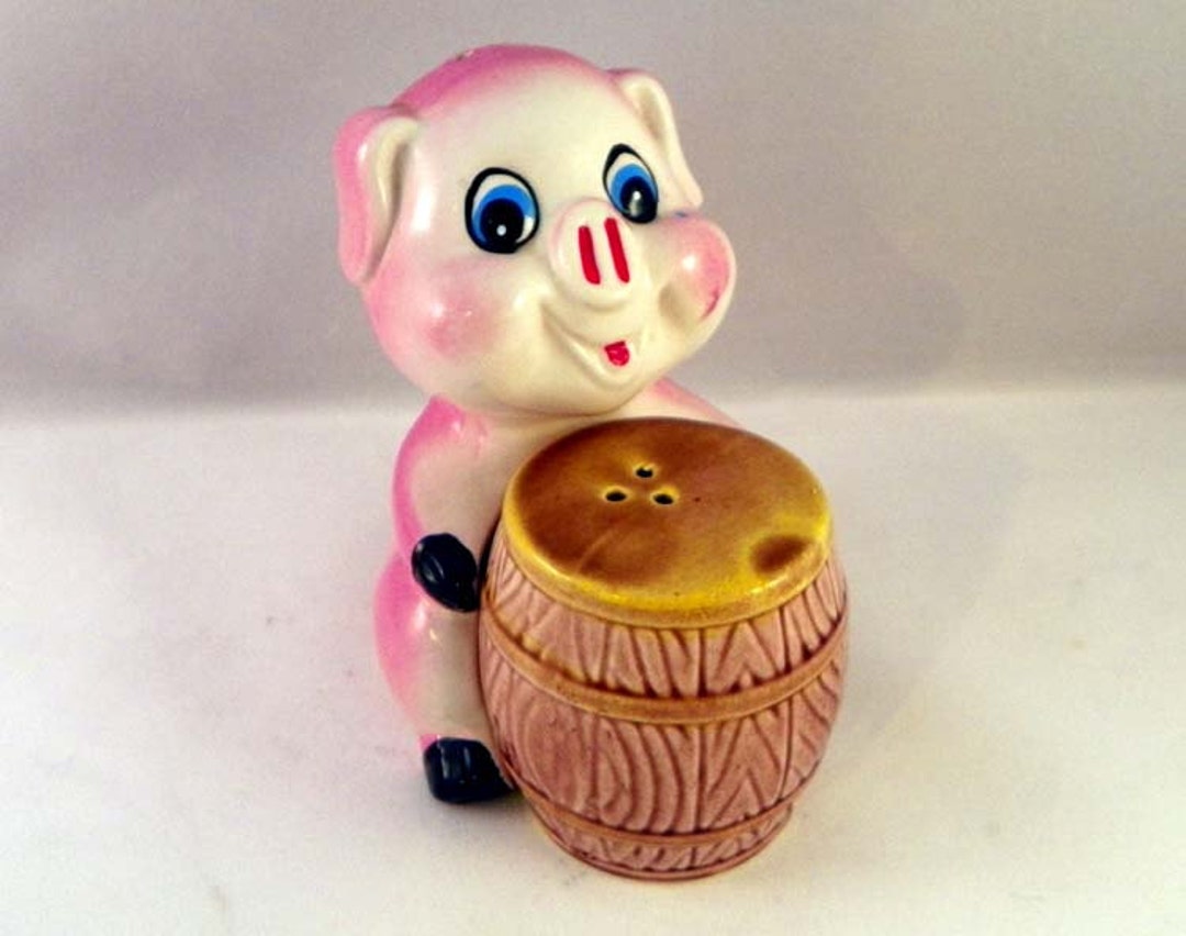 Vintage Anthropomorphic Pig and Barrel Ceramic Salt and Pepper Shakers ...