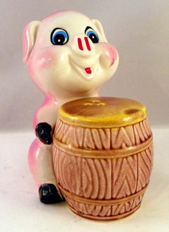Vintage Anthropomorphic Pig and Barrel Ceramic Salt and Pepper - Etsy