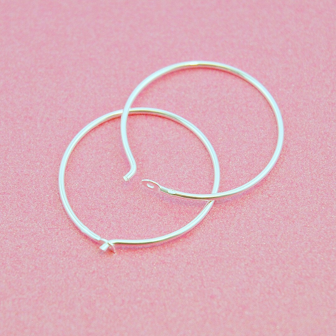 25 Mm Sterling Silver Round Dangle Earring Hoops, 18 Gauge Thickness ...