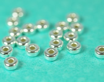 Sterling Silver Donut Bead 925 Silver Donut Bead Pony Bead - Etsy