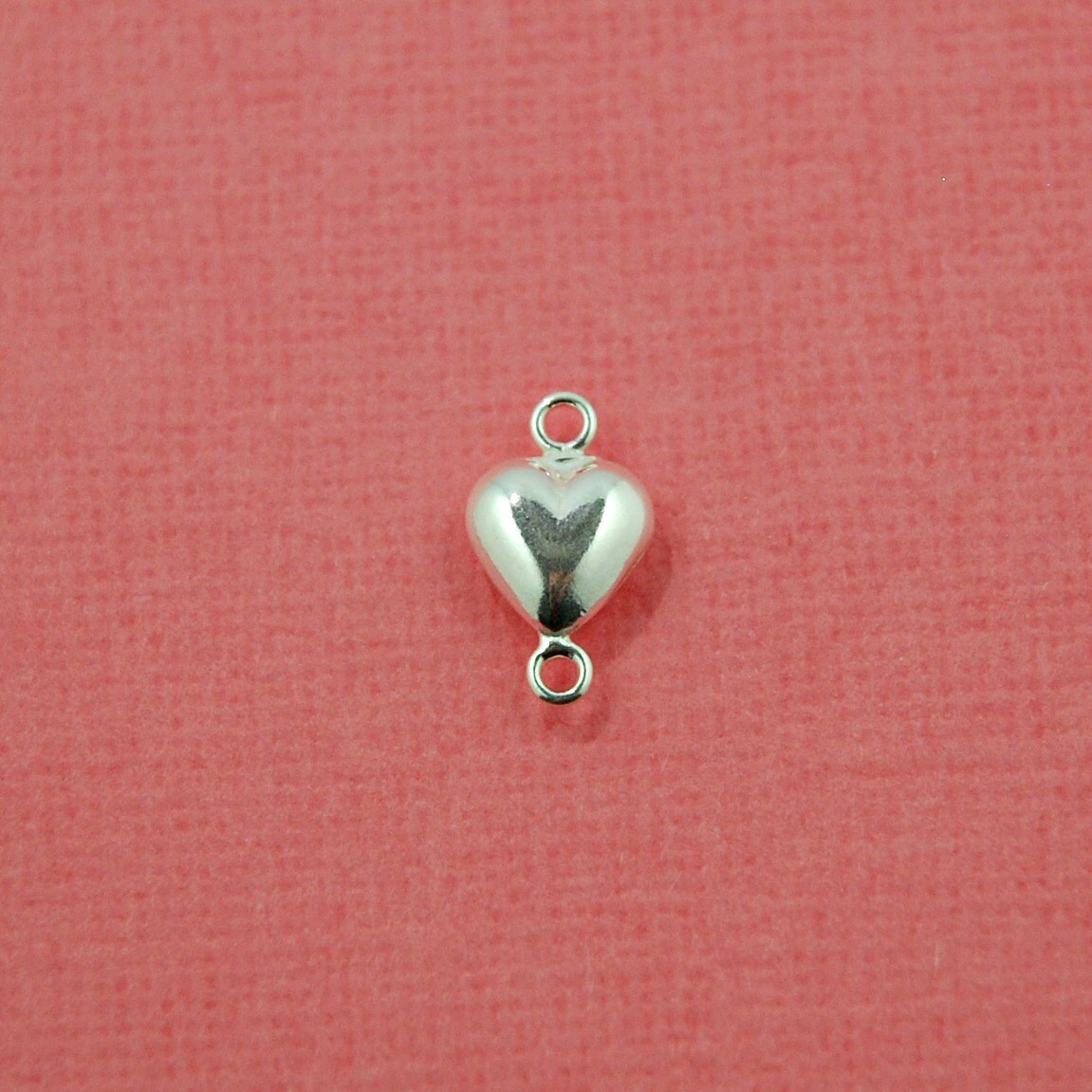 Sterling silver puffed heart connector 925 double sided | Etsy